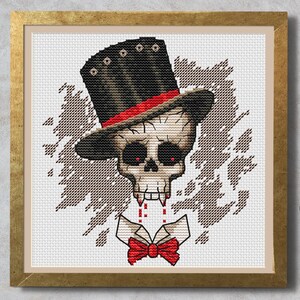 Vampire Cross Stitch, Skull With Top Hat Cross Stitch Pattern PDF ...