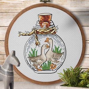 Cross Stitch Geese Pattern PDF Bird Cross Stitch Bottle Cross Stitch ...