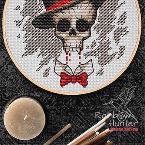 Vampire Cross Stitch, Skull With Top Hat Cross Stitch Pattern PDF ...