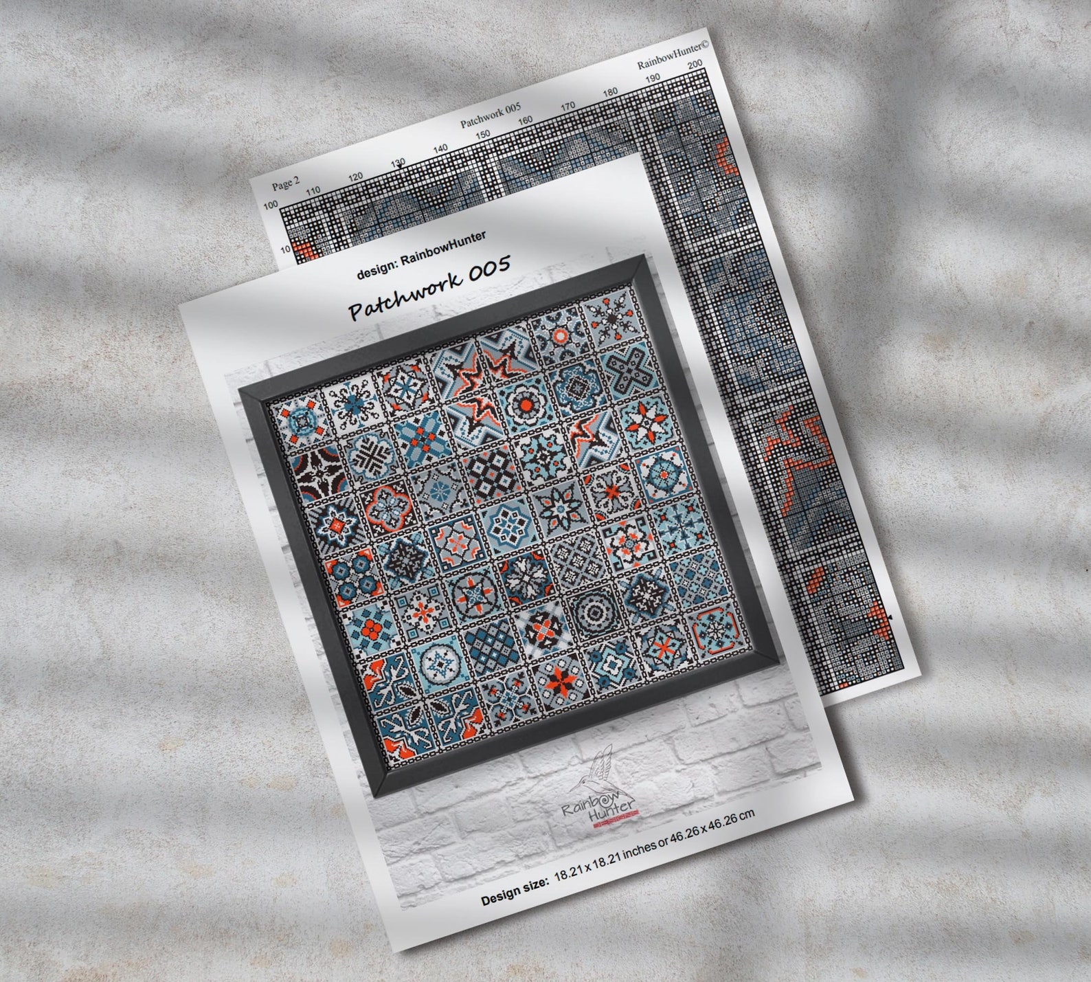 Blue Patchwork Cross Stitch Pattern Squares Tile Cross Stitch Quaker ...