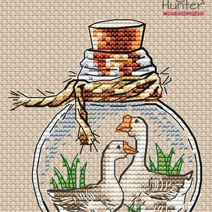 Cross Stitch Geese Pattern PDF Bird Cross Stitch Bottle Cross Stitch ...