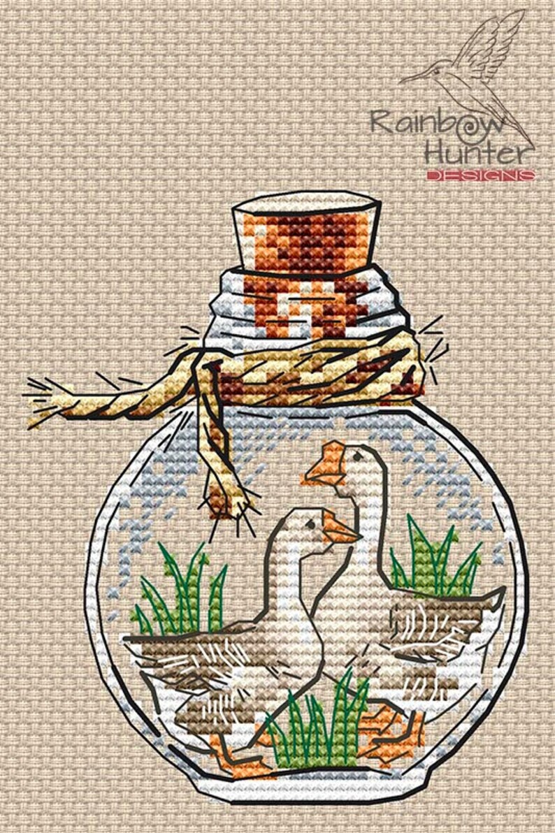 Cross Stitch Geese Pattern PDF Bird Cross Stitch Bottle Cross Stitch ...
