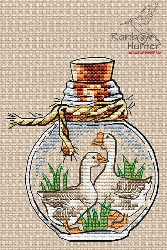 Cross Stitch Geese Pattern PDF Bird Cross Stitch Bottle Cross Stitch ...