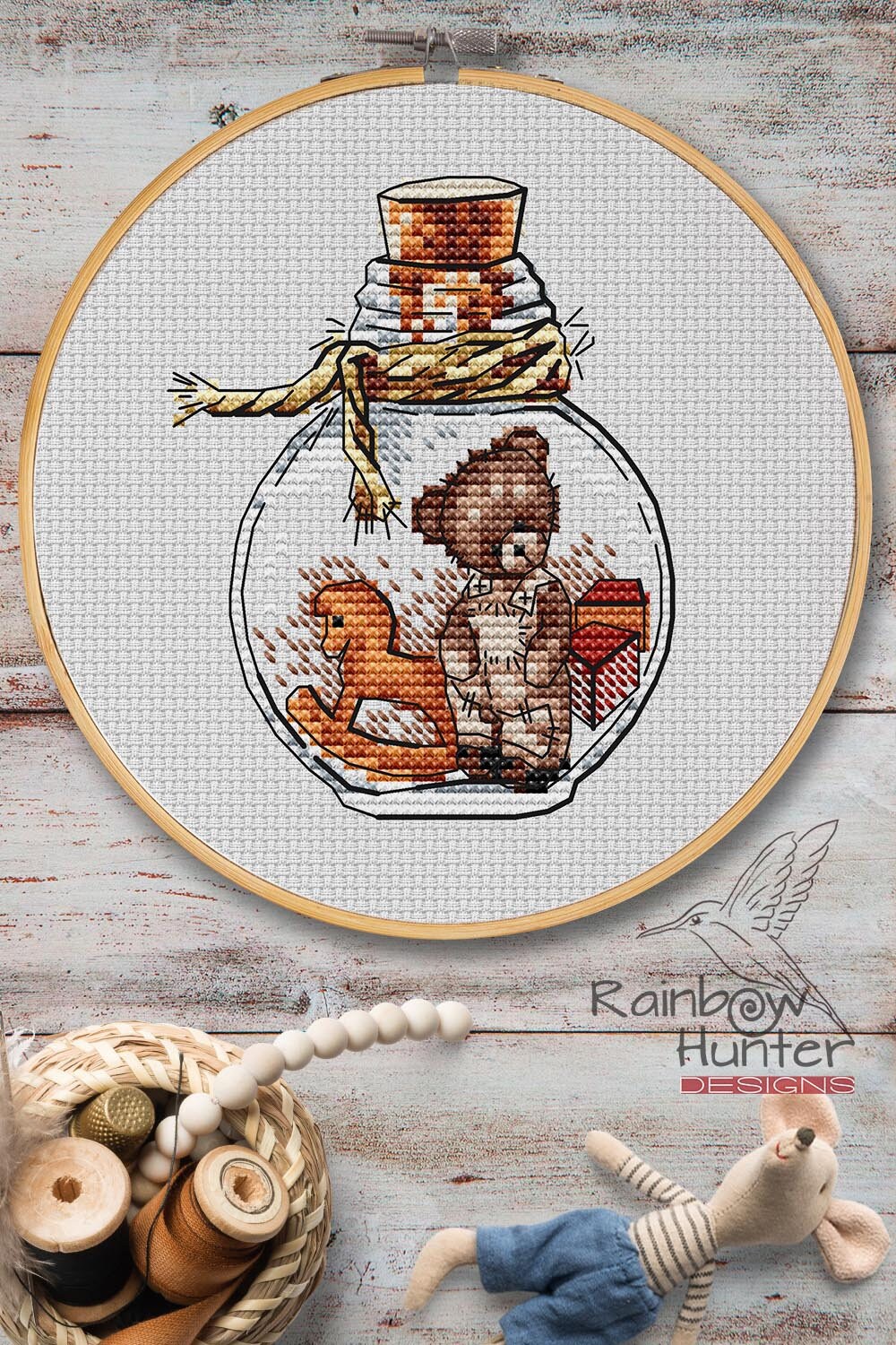 Toy Bear Cross Stitch Pattern PDF, Bottle Cross Stitch, Small Cross ...