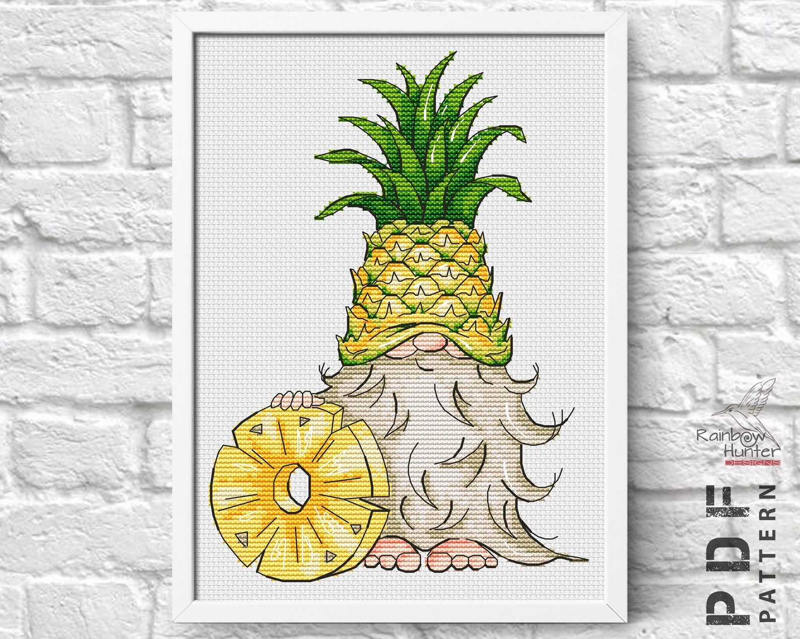 Gnome Cross Stitch Pineapple Cross Stitch Pattern PDF Tropical - Etsy