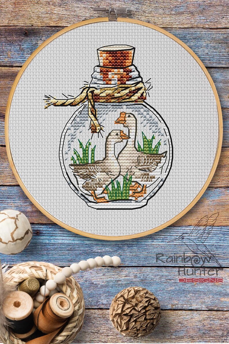 Cross Stitch Geese Pattern PDF Bird Cross Stitch Bottle Cross Stitch ...