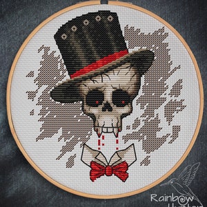 Vampire Cross Stitch, Skull With Top Hat Cross Stitch Pattern PDF ...
