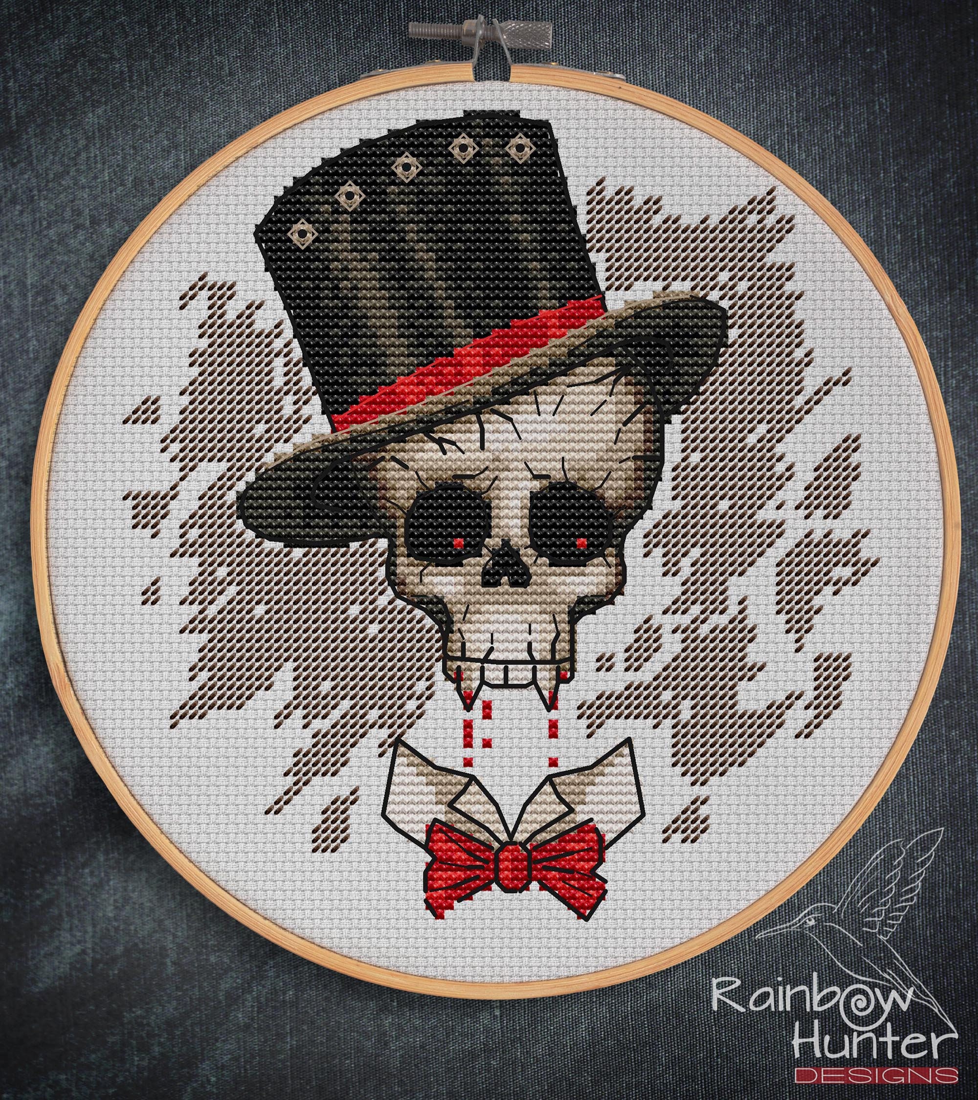 Vampire Cross Stitch, Skull With Top Hat Cross Stitch Pattern PDF ...