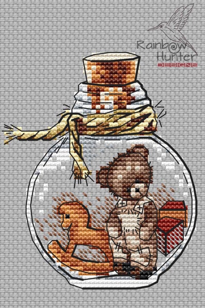Toy Bear Cross Stitch Pattern PDF, Bottle Cross Stitch, Small Cross ...