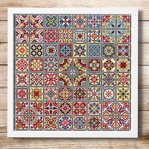 Patchwork Cross Stitch, Sampler Cross Stitch Squares Ornament Quaker ...