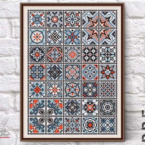 Patchwork BW Cross Stitch Monochrome Sampler Xstitch Squares - Etsy
