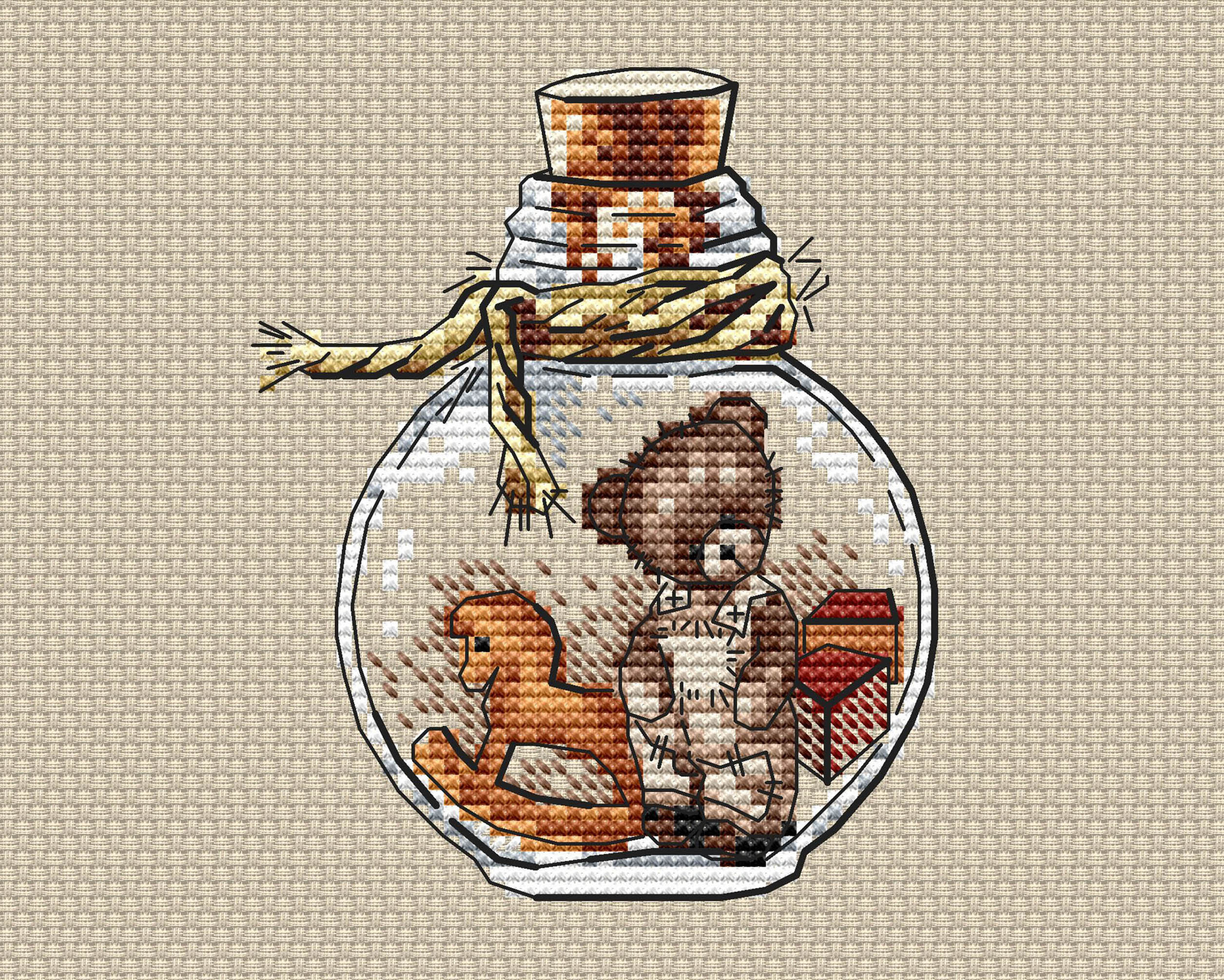Toy Bear Cross Stitch Pattern PDF, Bottle Cross Stitch, Small Cross ...