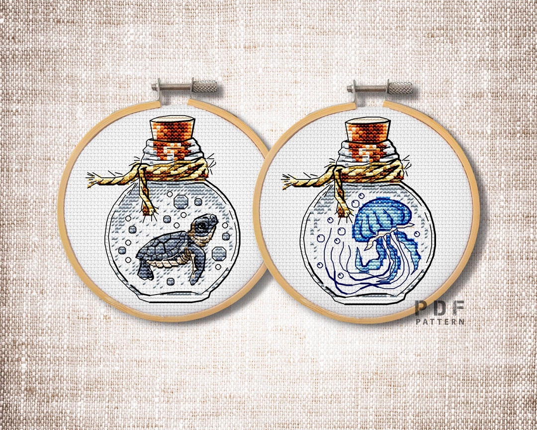 Underwater Cross Stitch Pattern PDF Sea Turtle Cross Stitch Chart, Sea ...