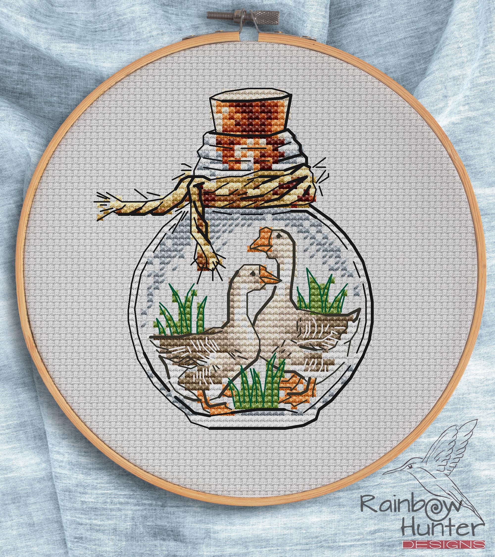 Cross Stitch Geese Pattern PDF Bird Cross Stitch Bottle Cross Stitch ...