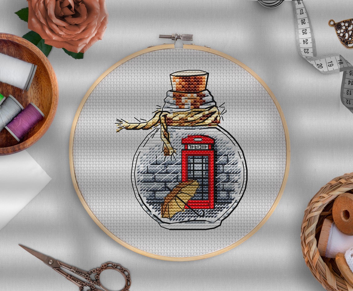 Red Telephone Box Cross Stitch K2 Kiosk Cross Stitch Pattern PDF London ...