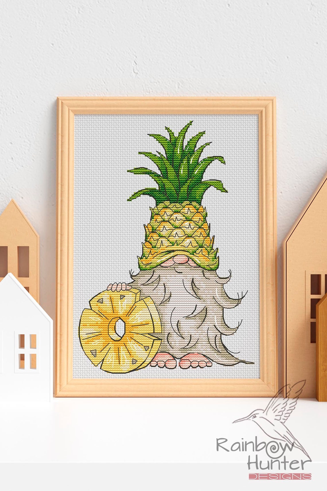 Gnome Cross Stitch Pineapple Cross Stitch Pattern PDF Tropical - Etsy