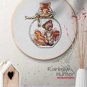 Toy Bear Cross Stitch Pattern PDF, Bottle Cross Stitch, Small Cross ...