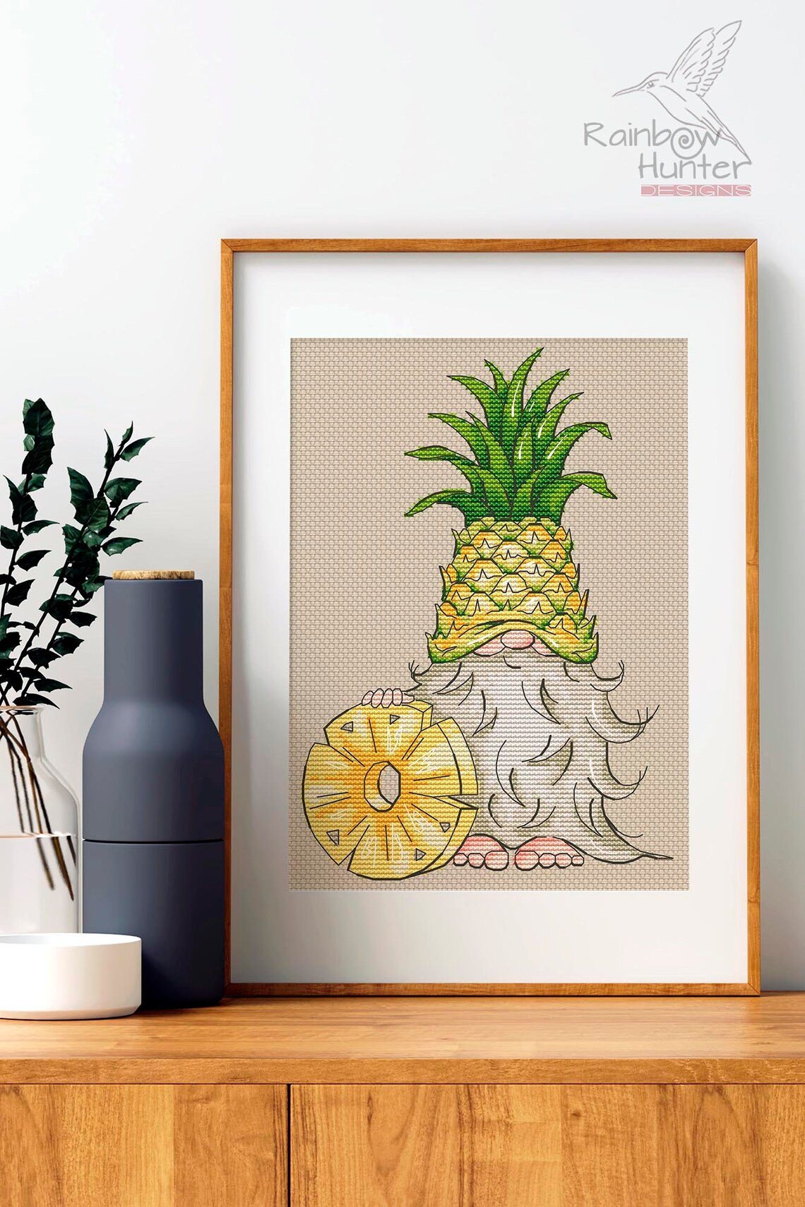 Gnome Cross Stitch Pineapple Cross Stitch Pattern PDF Tropical - Etsy