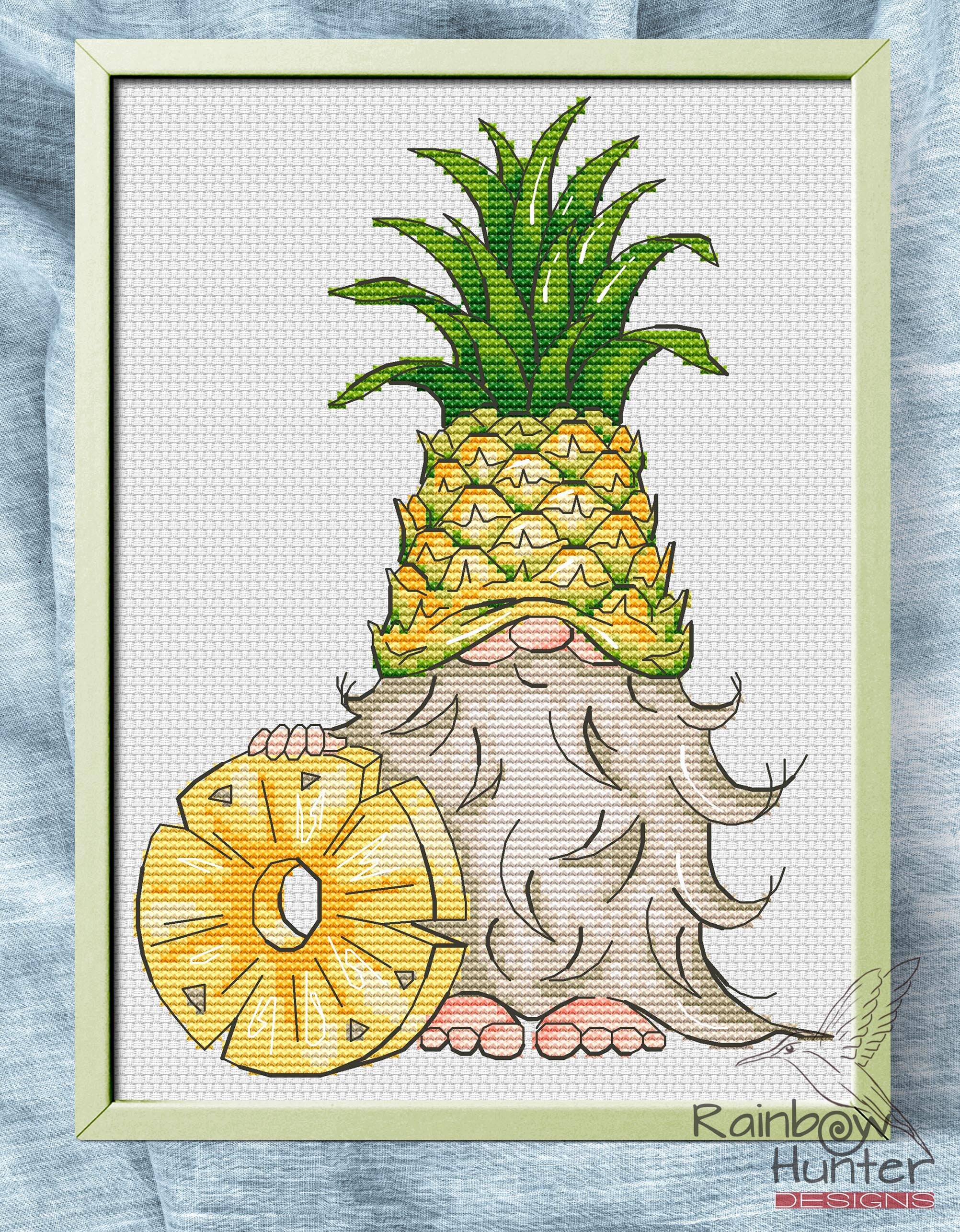 Gnome Cross Stitch Pineapple Cross Stitch Pattern PDF Tropical - Etsy
