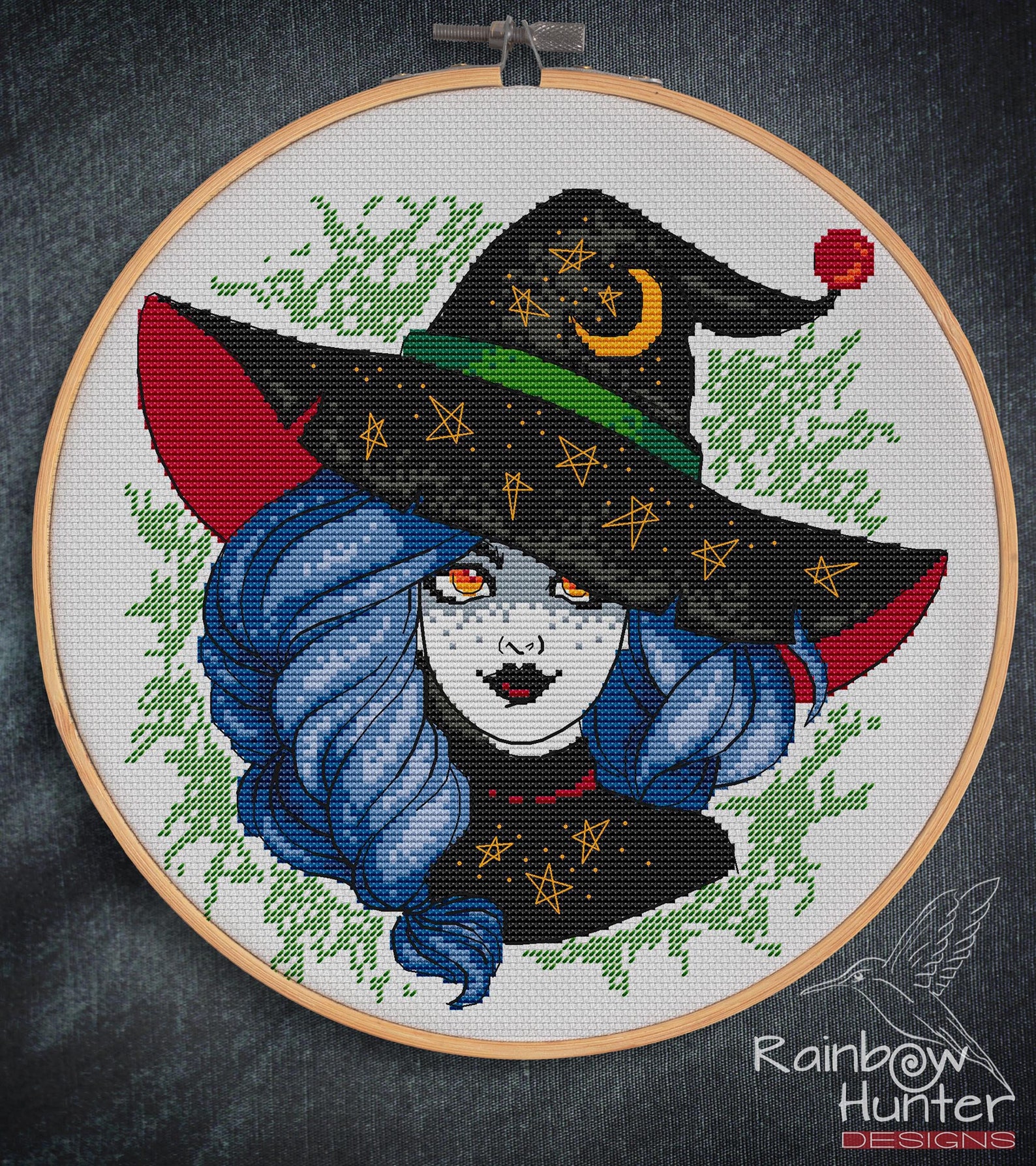 Witch Cross Stitch Pattern PDF Witchcraft Embroidery Black - Etsy