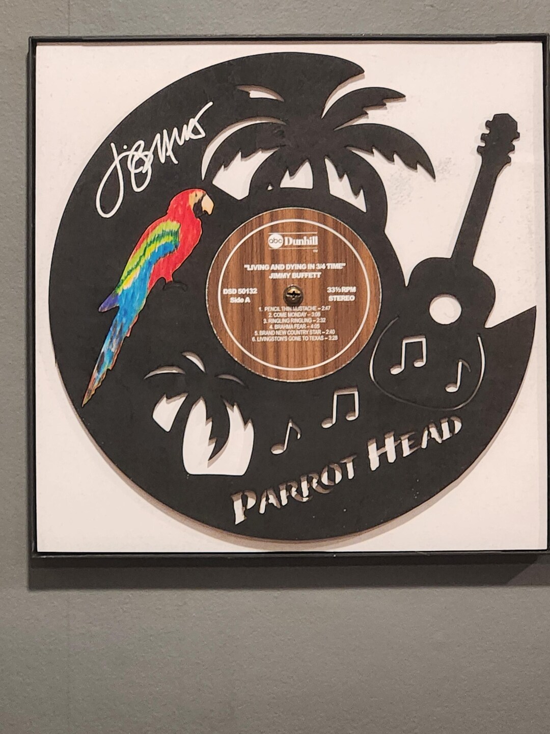 Jimmy B. Parrot Head Record Art: Laser Cut Faux Vinyl Wall Decor With ...