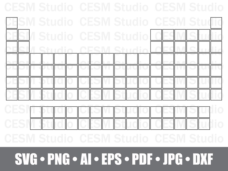 Blank Periodic Table Template Vector Clipart Set / Outline - Etsy
