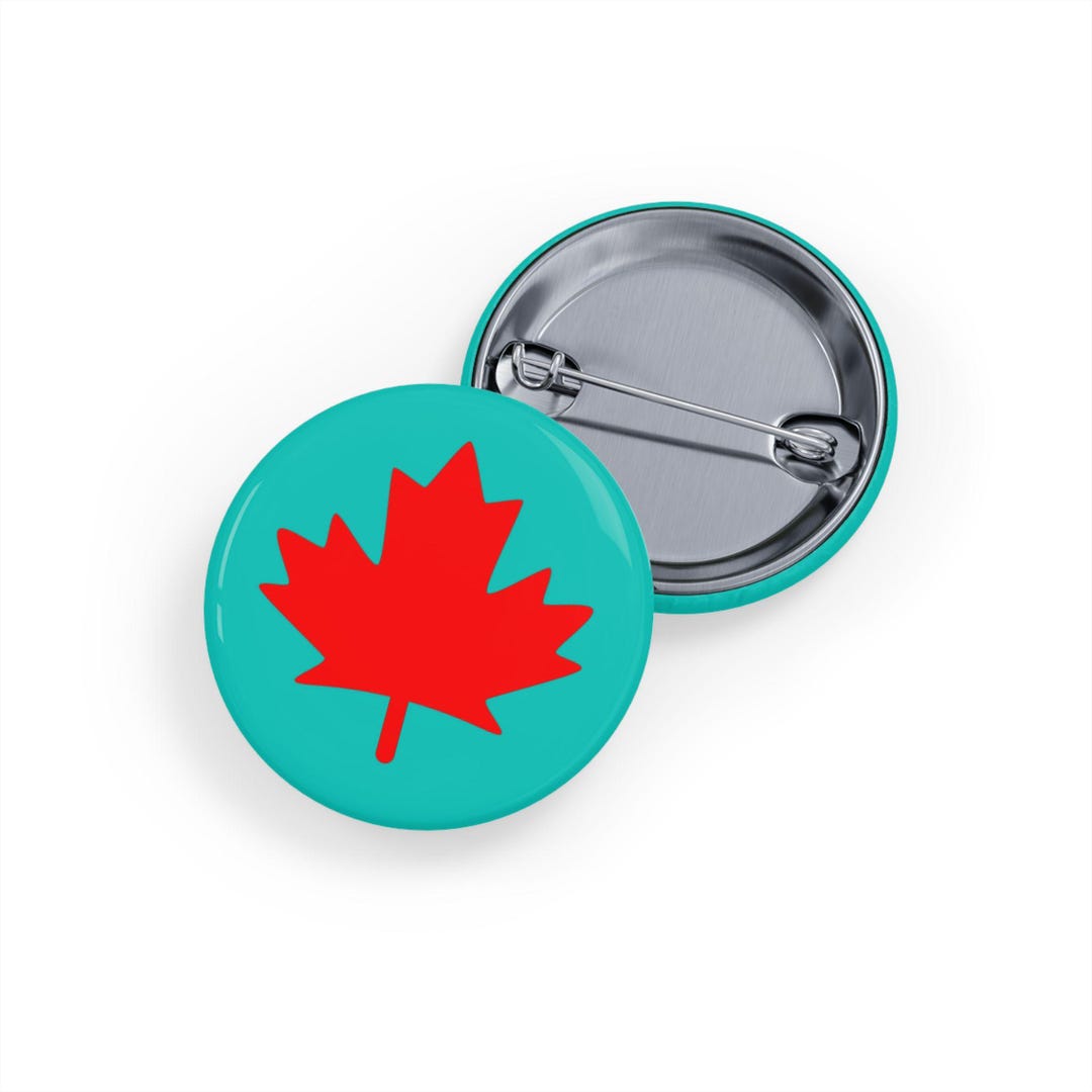 Red Maple Leaf (pin/button) Canada Canadian Red Patriotic Badge - Teal ...