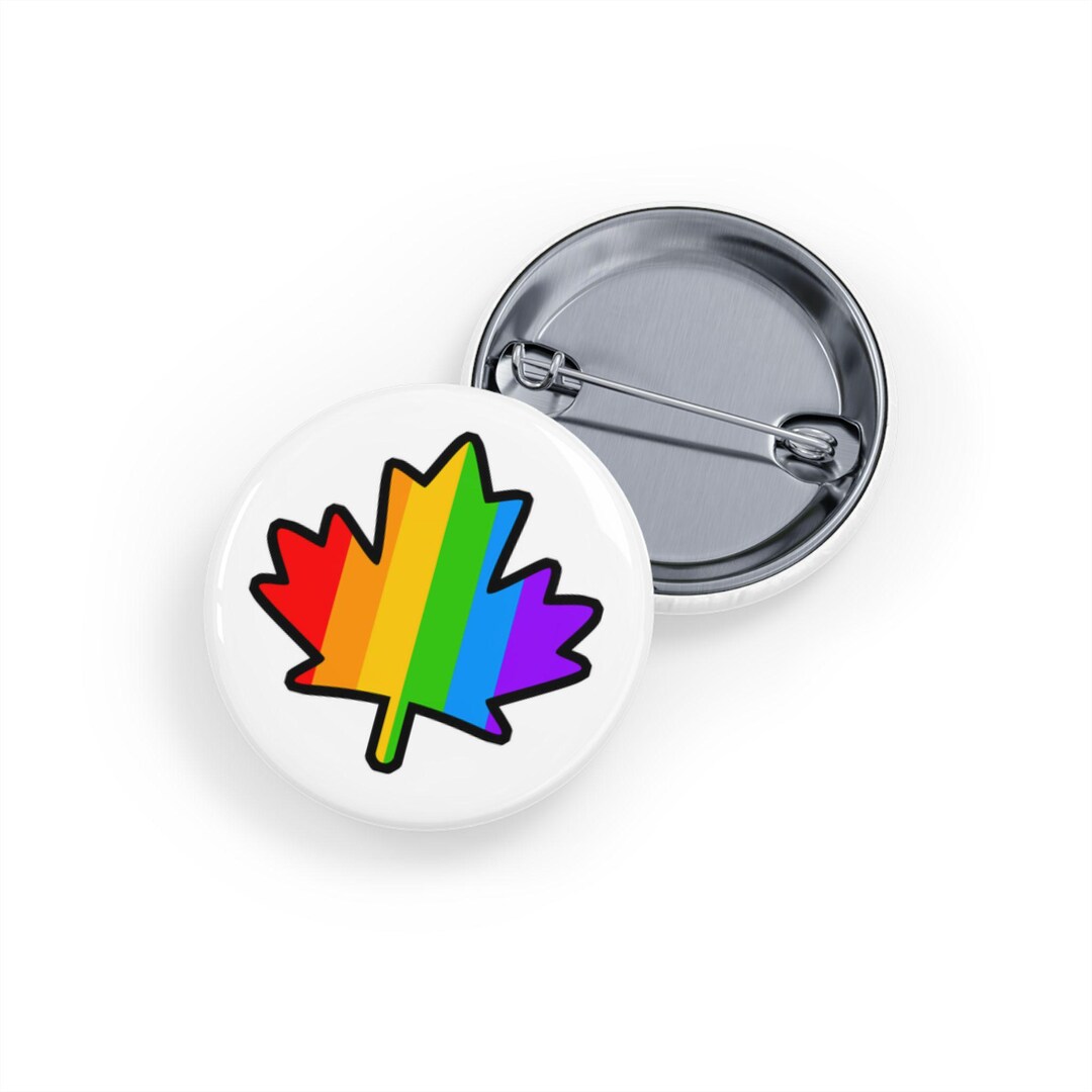 Rainbow Maple Leaf Pride Pin - LGBTQIA+ Canada Button Badge - Queer ...