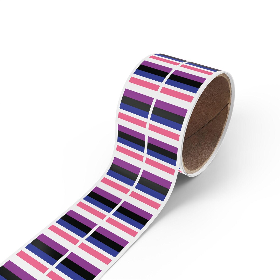 Gender-fluid Pride Square Sticker Label Rolls - Available in Rolls of ...