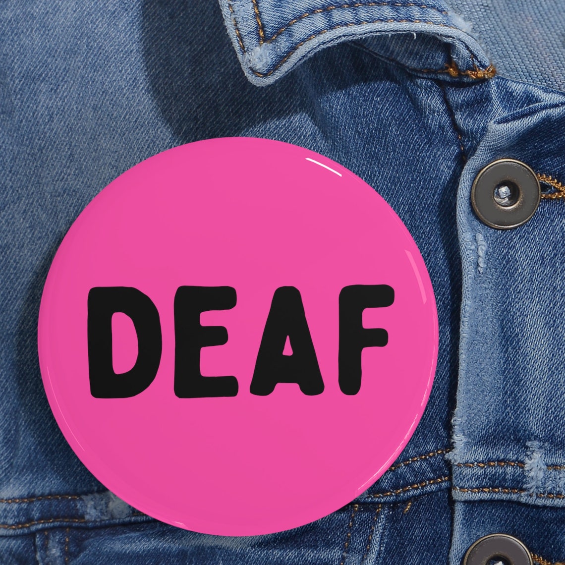 Deaf (pin/button/badge) - Pink - Hearing Loss, Hearing-impaired ...