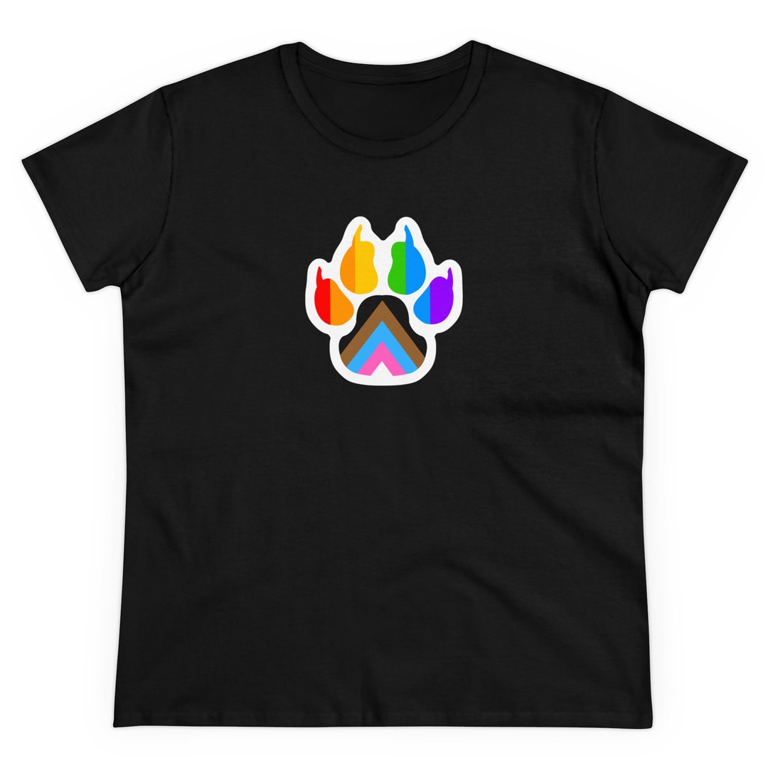 Furry LGBTQIA+ Pride Paw (women's Midweight Cotton Tee) - LGBT Rainbow ...
