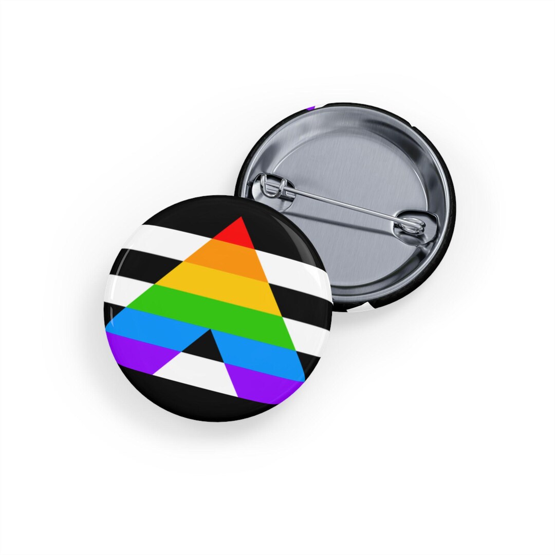 Straight Ally Pride Pin - LGBTQIA+ Allyship Button With Rainbow "a ...
