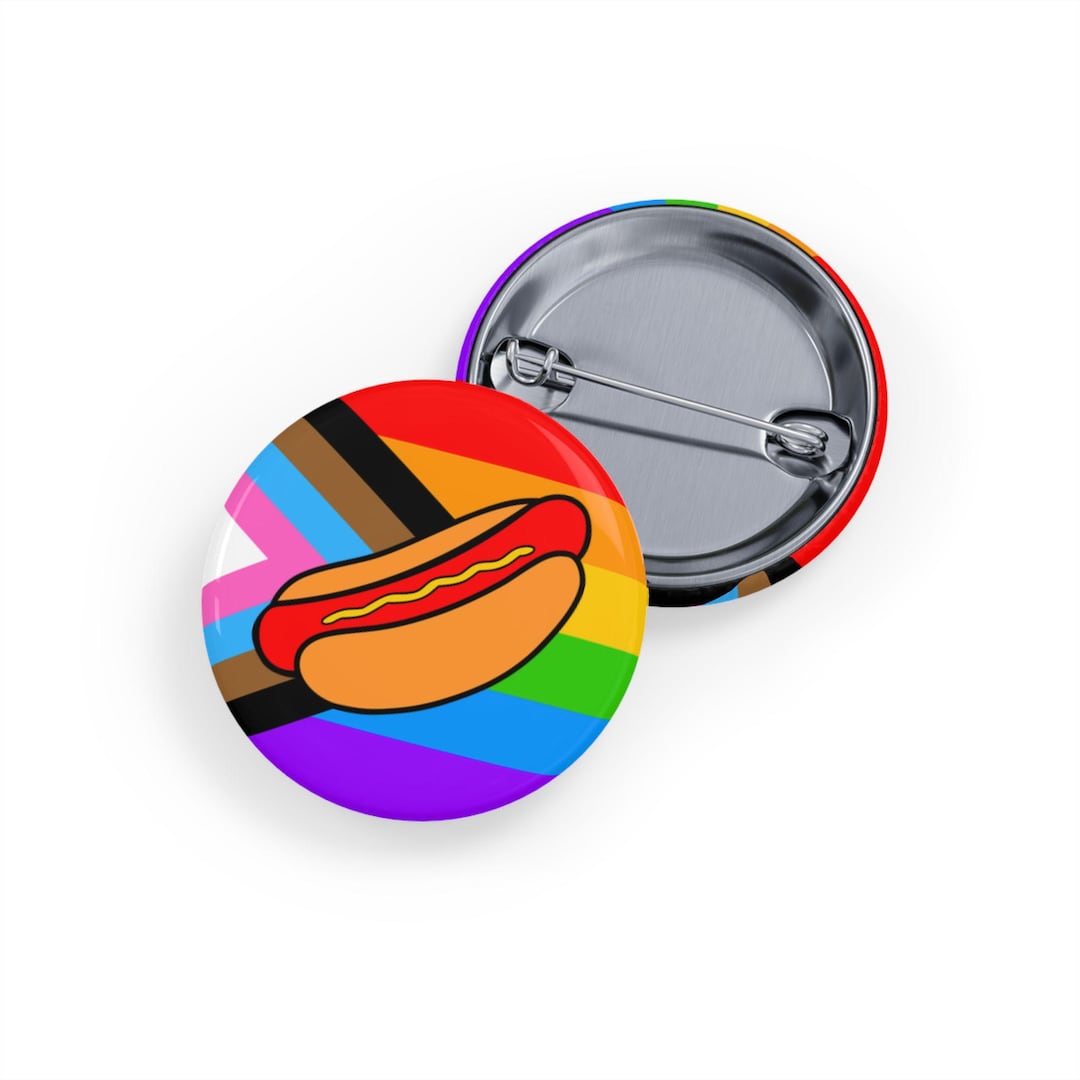 Glizzy Gay Pride (pin/button) Hotdog Lgbt Foodie, Lgbtqia Rainbow Flag ...