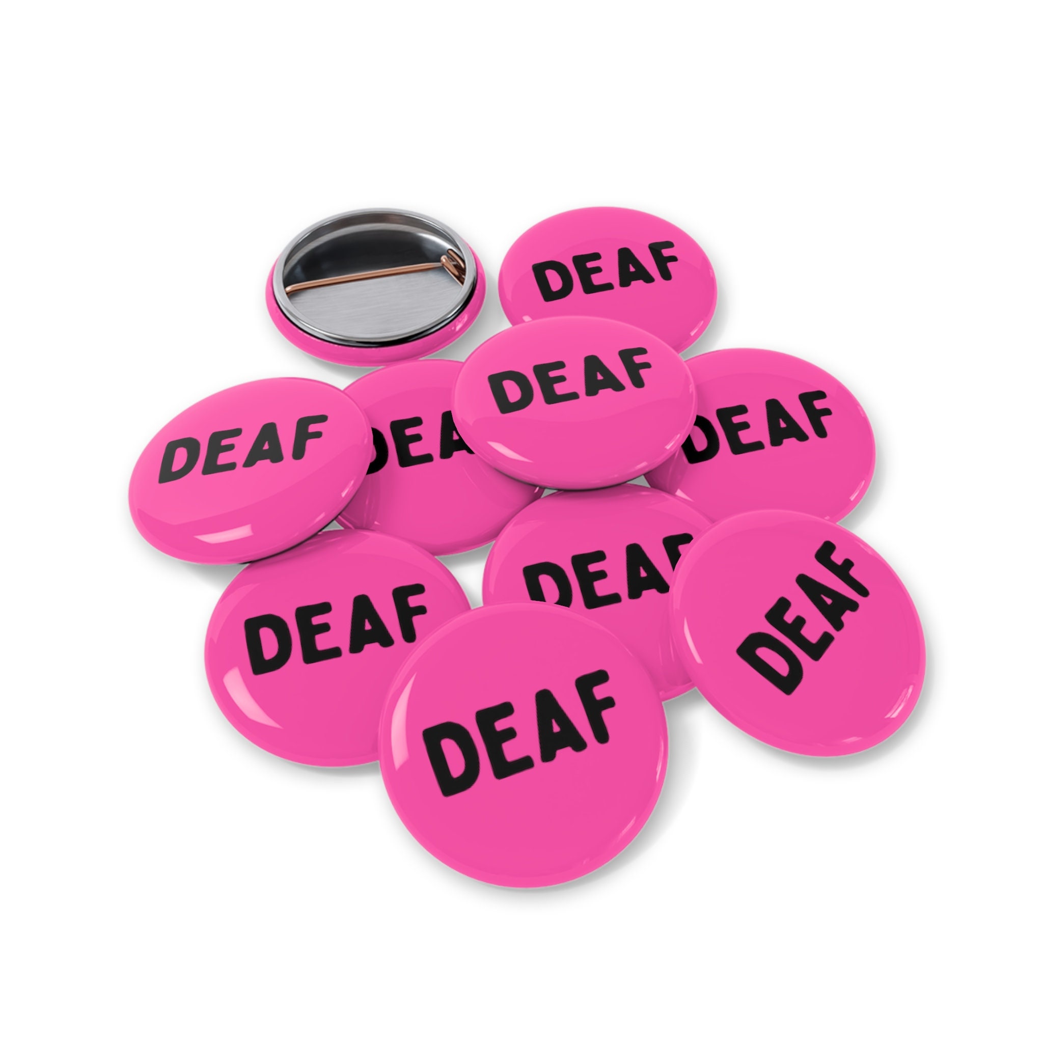 Deaf (pin/button/badge) - Pink - Hearing Loss, Hearing-impaired ...