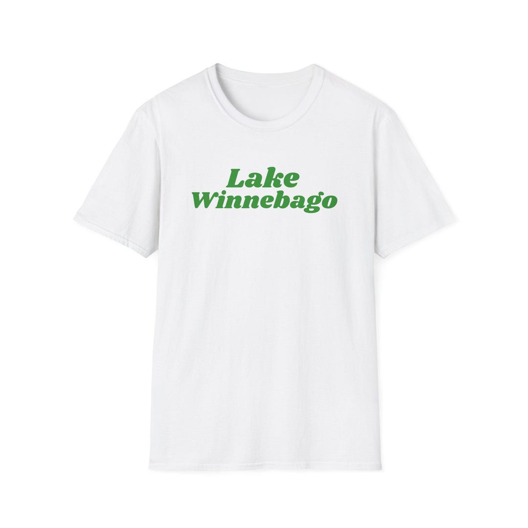 Lake Winnebago - Green Font (unisex Softstyle T-shirt) the Great Lakes ...
