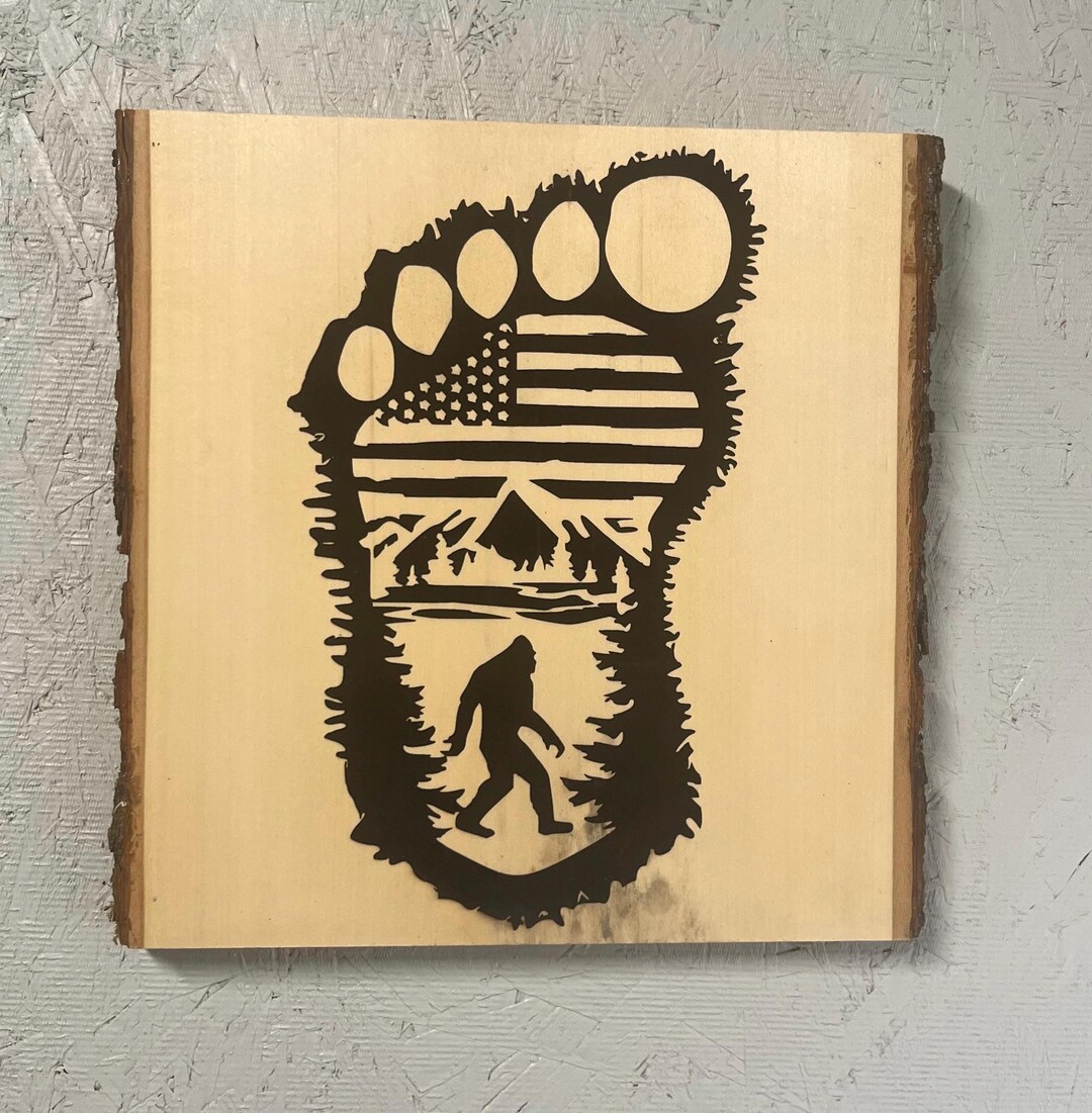 Live Edge Bigfoot Footprint Wood Sign - Etsy
