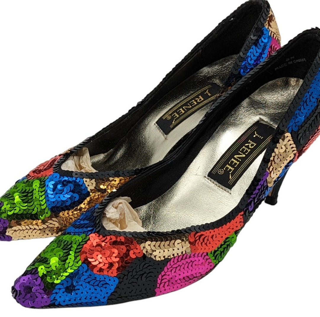 J Renee Sequin Pumps Masquerade Party Cocktail Festive Holiday Dressy ...