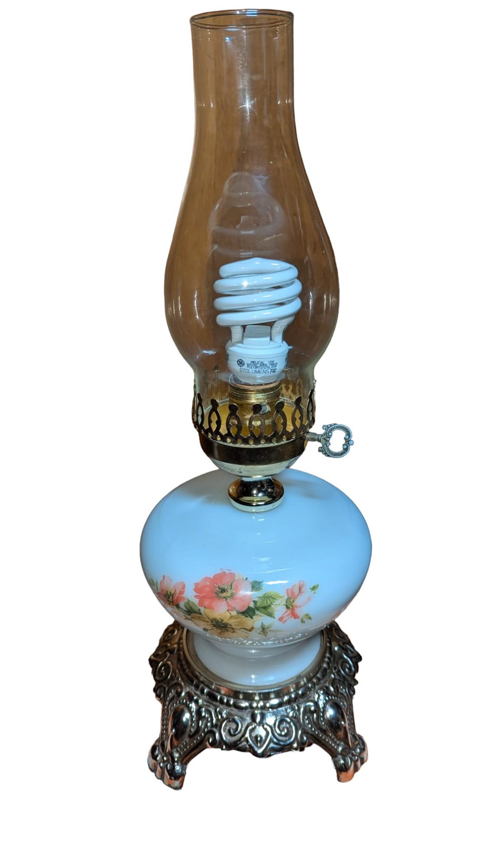 Crown Creative Industries Hurricane Style Lamp Glass Body Plastic Shade ...