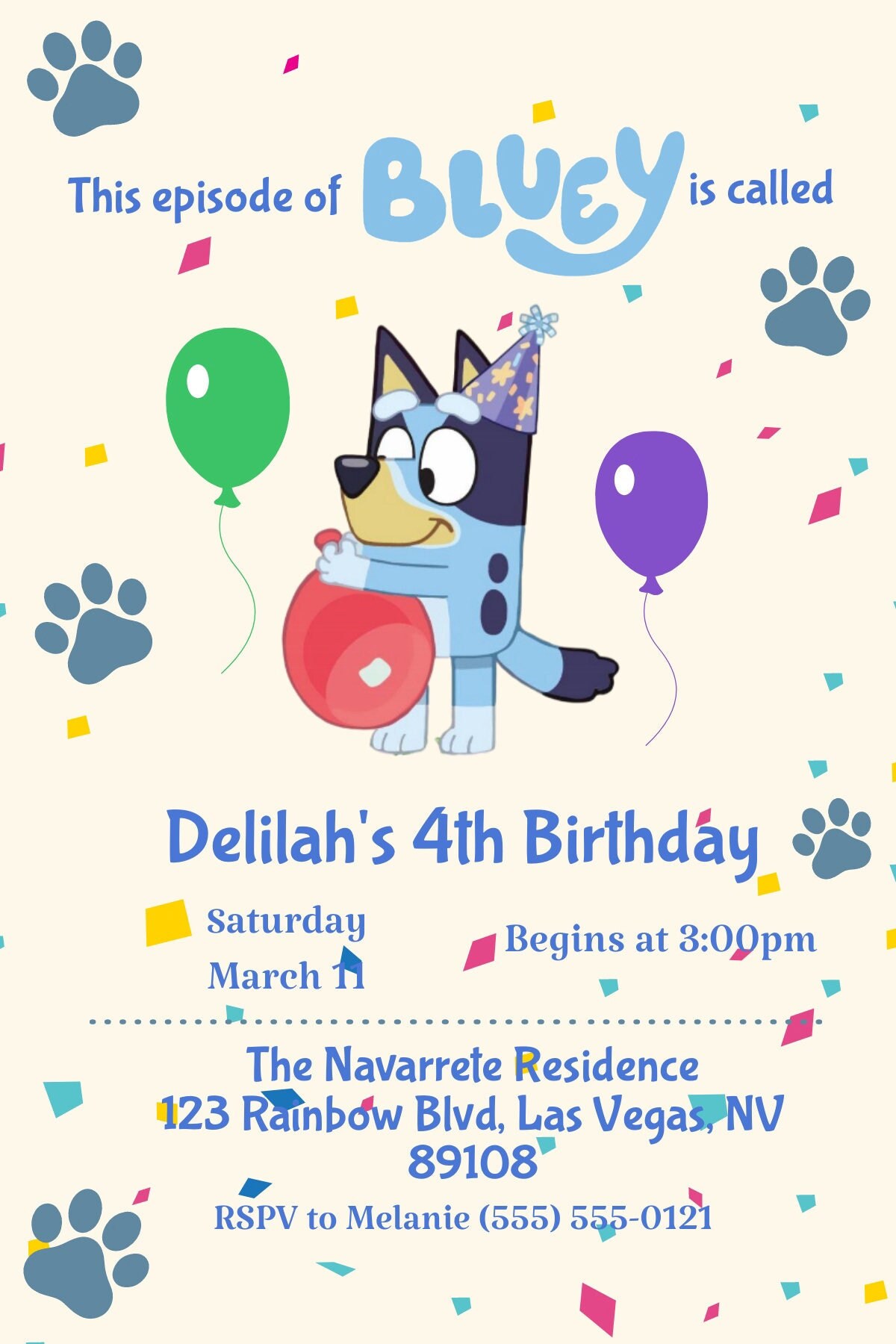 Bluey Invitation Digital Download - Etsy