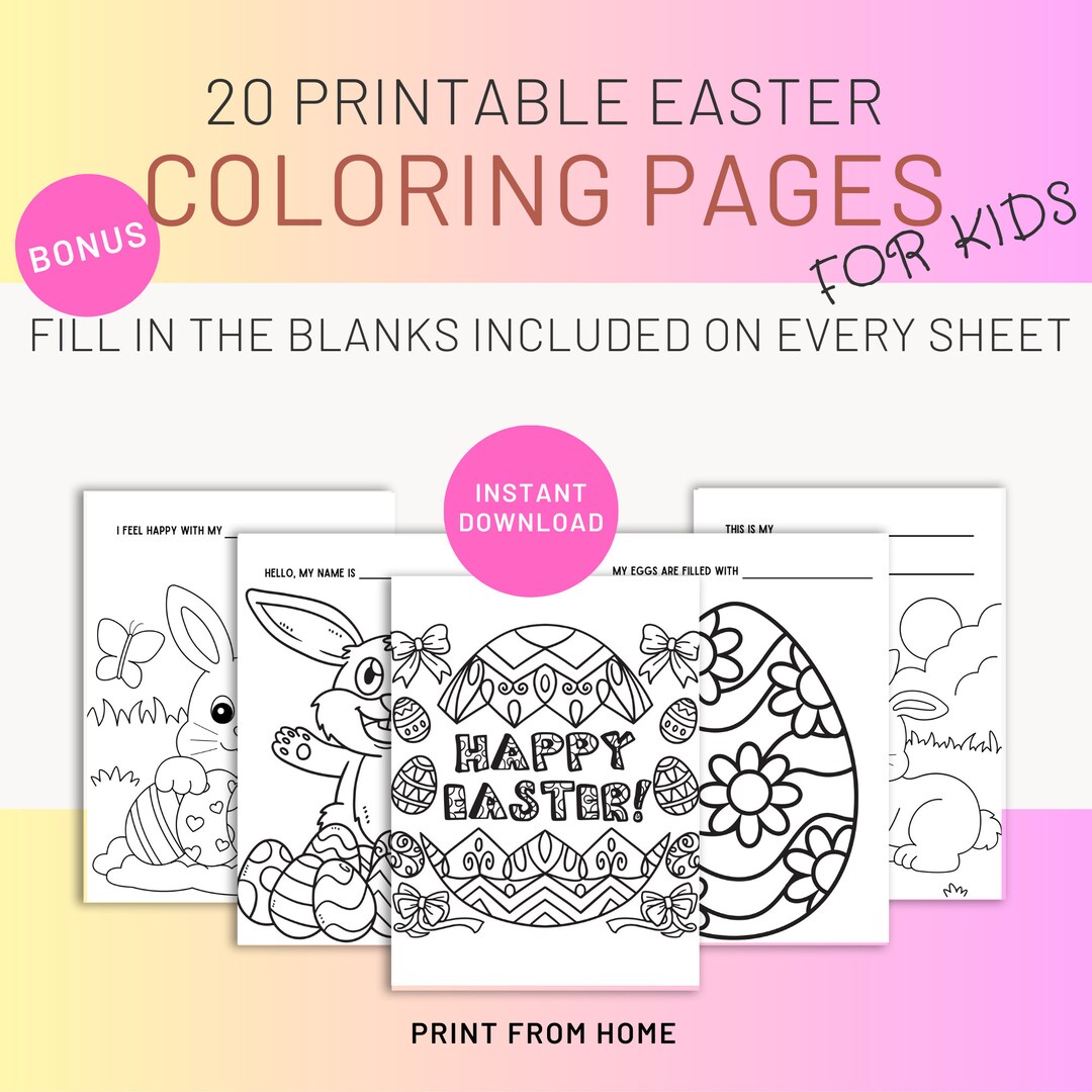 Easter Coloring Pages for Kids: 20 Printable Easter Activities (PDF ...