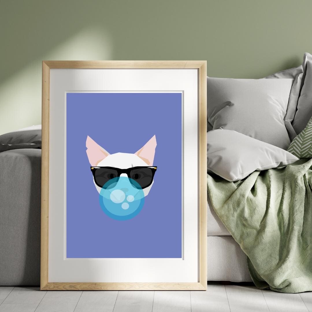 Pop Cat Art Bubble Dopamine Animal Print Funky Sunglasses Maximalist ...