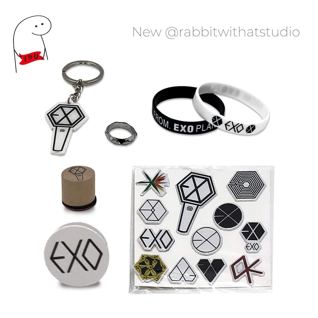 Gift Set EXO Set W/ Lomo Card, Keychain, Ring, Lanyard,sticker, Kpop ...