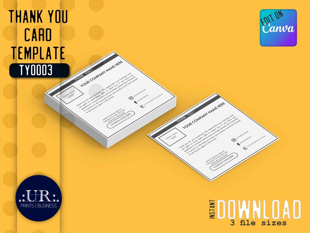 Charcoal Thank You Slip Template, Canva Template, Editable Thank You ...