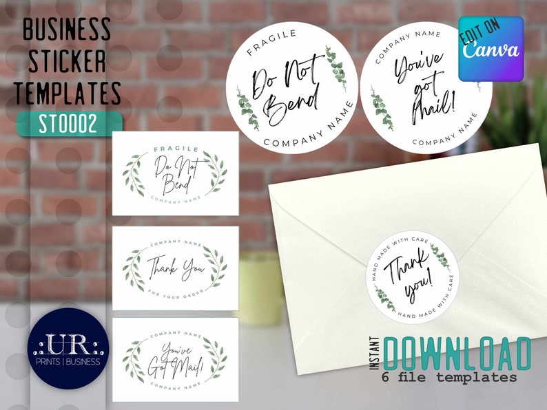 Emerald Business Sticker Template, Canva Template, Editable Business ...