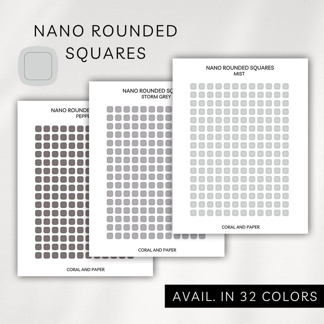 TRANSPARENT NANO ROUNDED Squares Planner Sticker Sheet | Tiny Nano ...