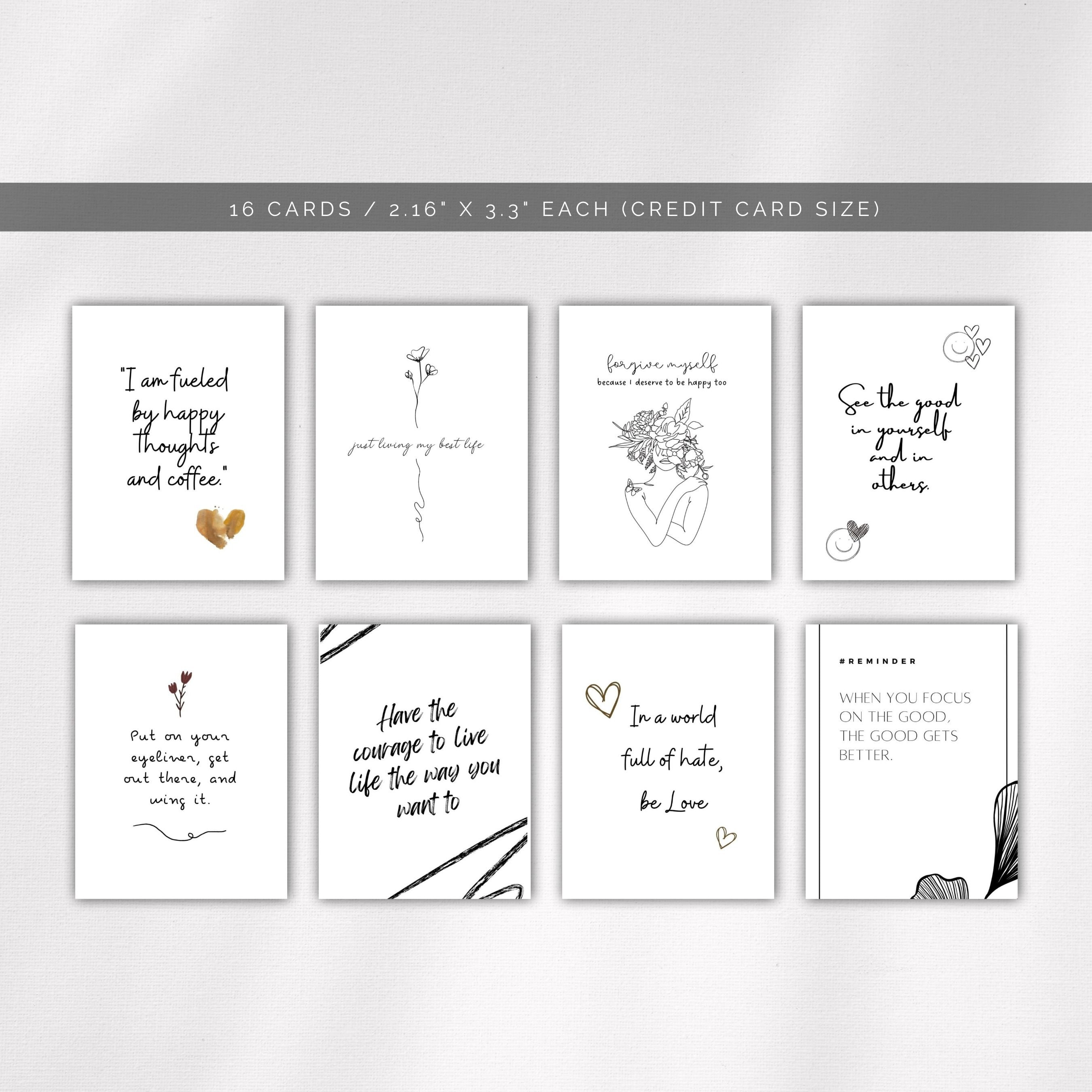 Printable Planner Cards, Inspirational Planner Pocket Cards, Minimal ...