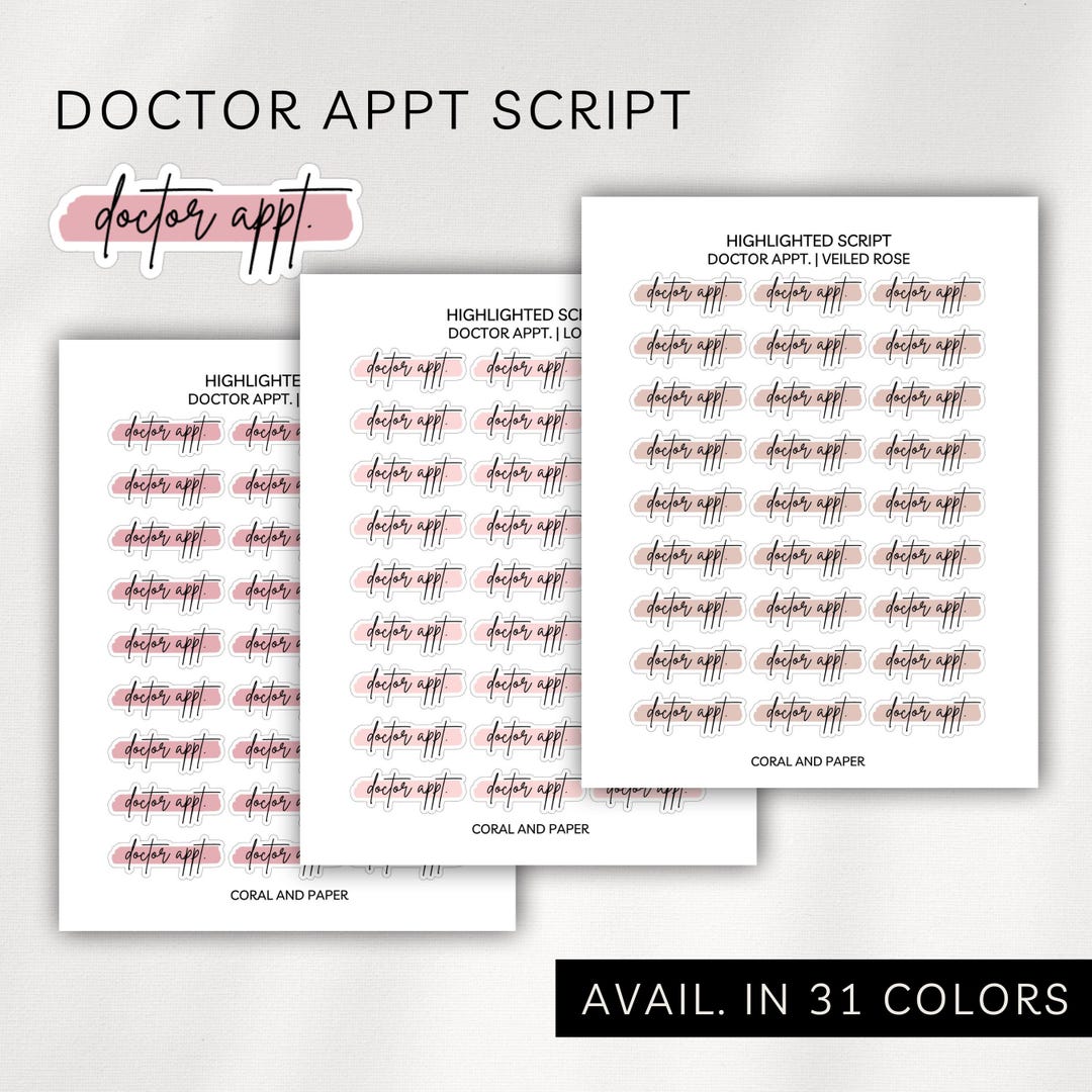 DOCTOR APPT. - HIGHLIGHT Script Planner Sticker | Doctor Visit ...