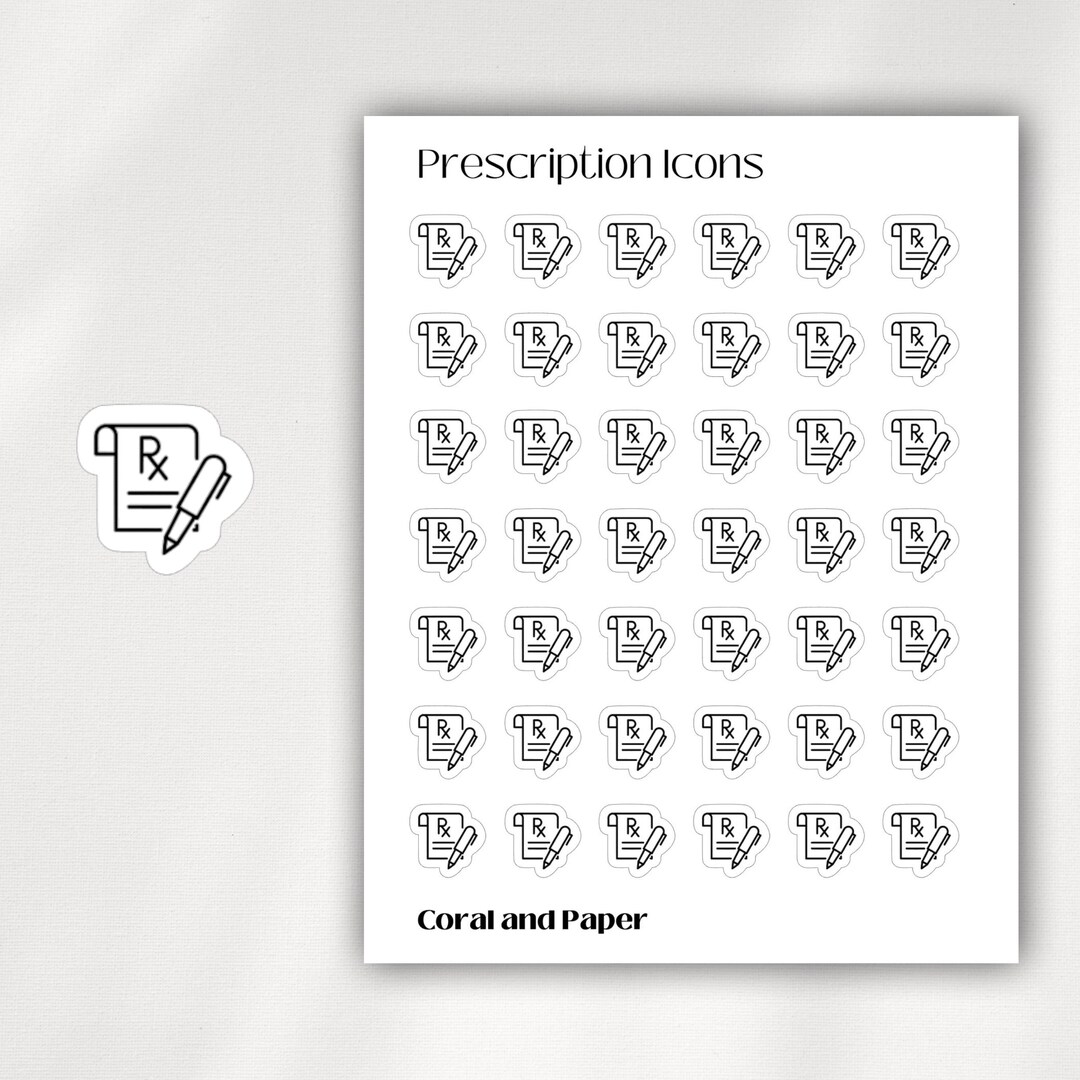 PRESCRIPTION Mini Icon Stickers Medicine Planner Stickers Functional ...