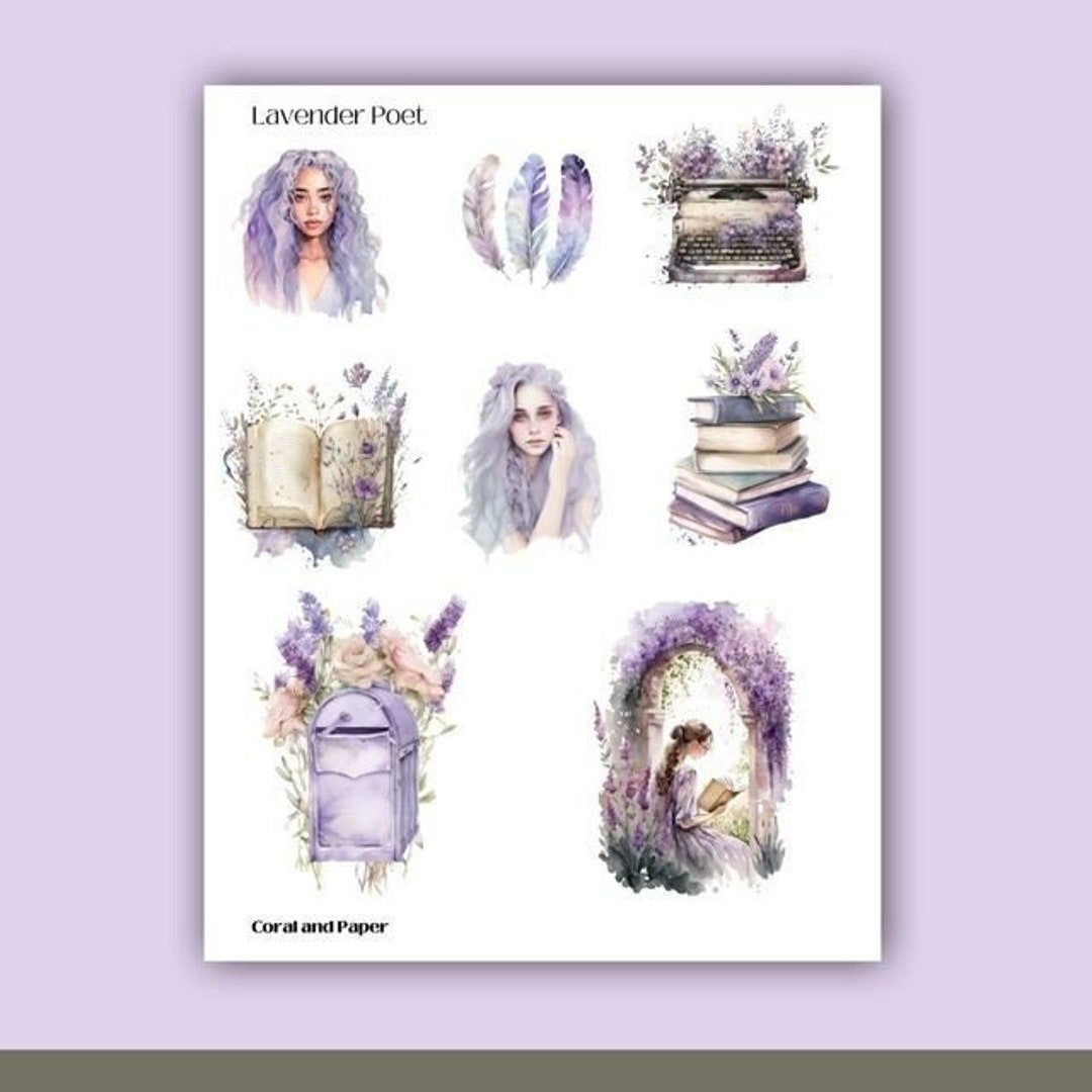 LAVENDER POET | Planner Stickers | Deco Stickers | Scrapbook Decoration ...
