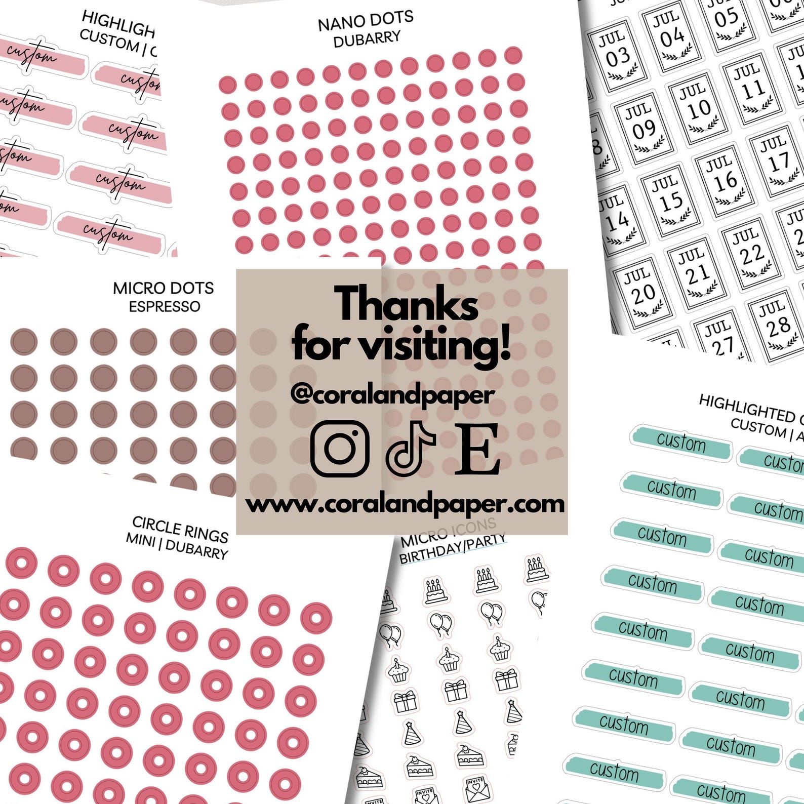Birthday Cake Micro Icons | Birthday Planner Stickers | Celebration ...